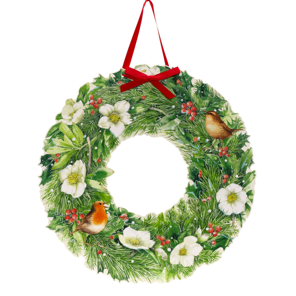 Winter Robin & Holly Wreath Advent Calendar | Large Christmas Advent C ...